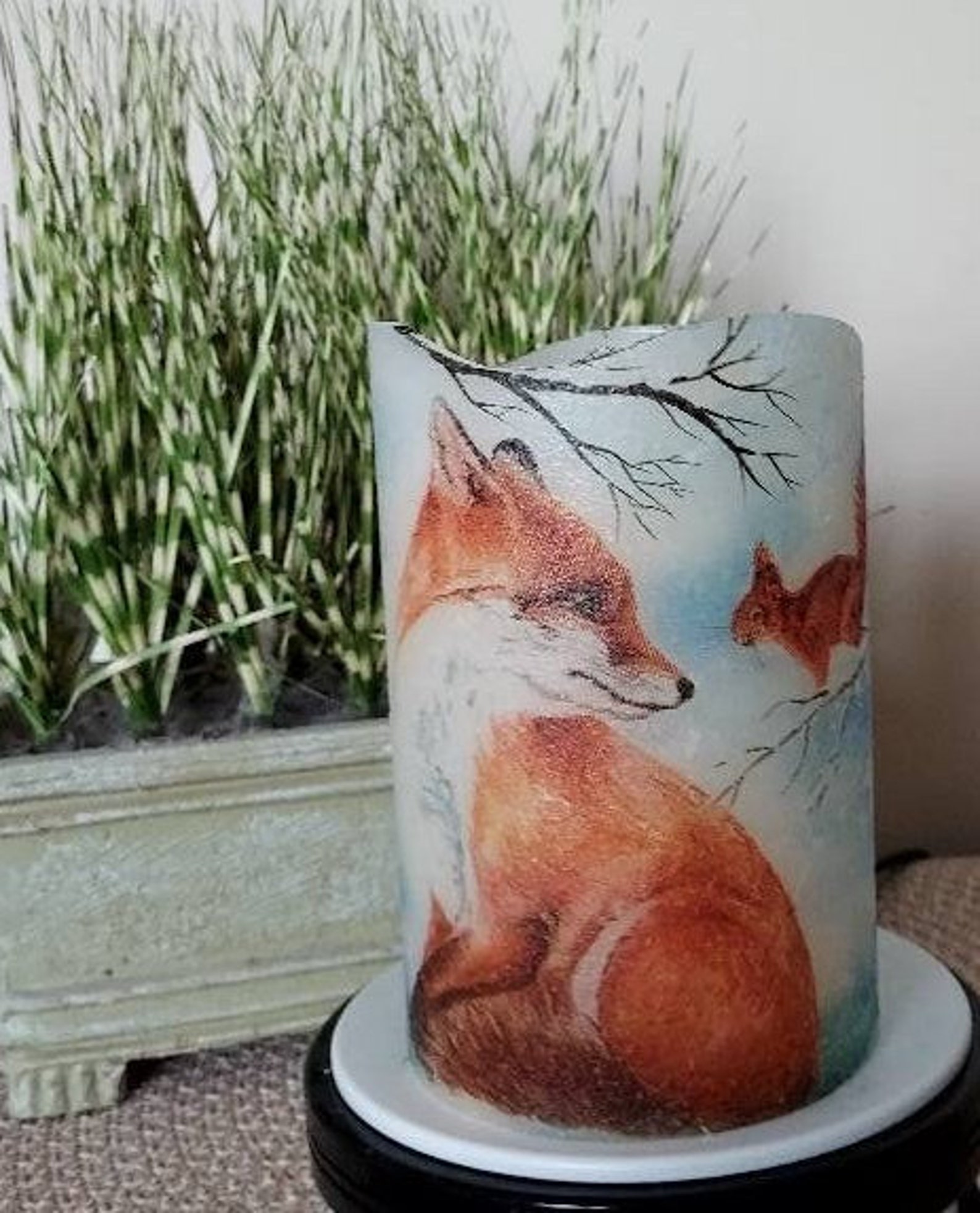 LARGE FOX Flameless Candle W/timer Fox Flameless Candle - Etsy