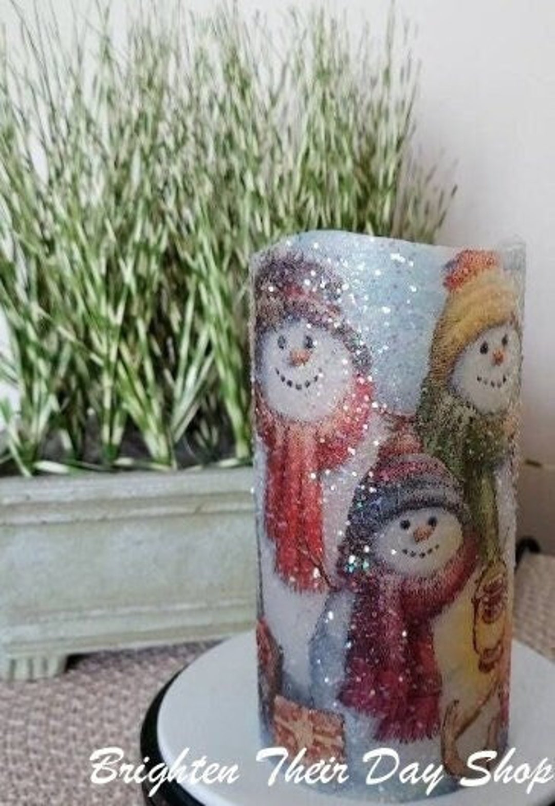 SNOWMAN Flameless Candle W/timer, Snowman Candle, Snowman Decoration ...