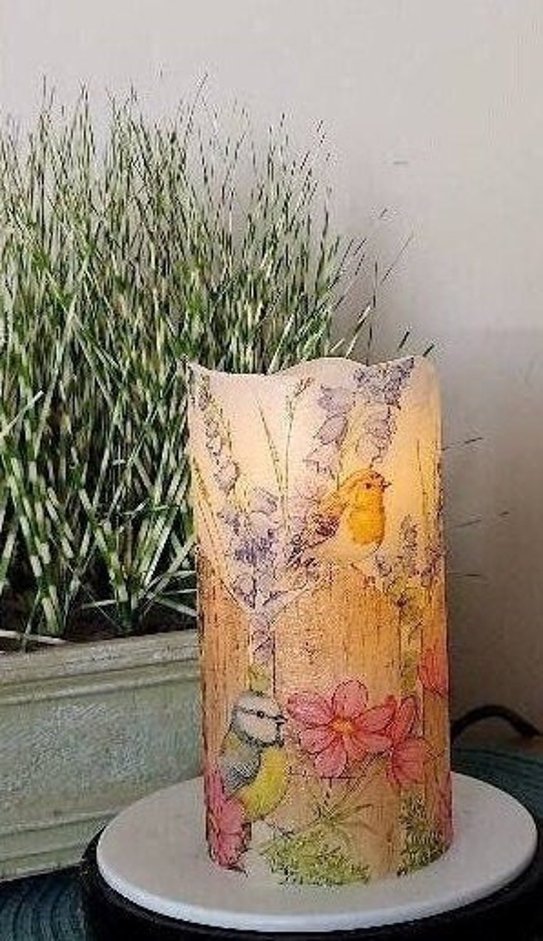 SPRING/FLORAL Flameless Candle W/timer, Spring Flameless Candle ...