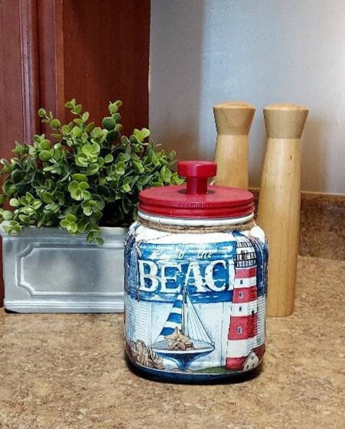 BEACH Cookie Jar Beach Decor Canister Beach House Decor - Etsy
