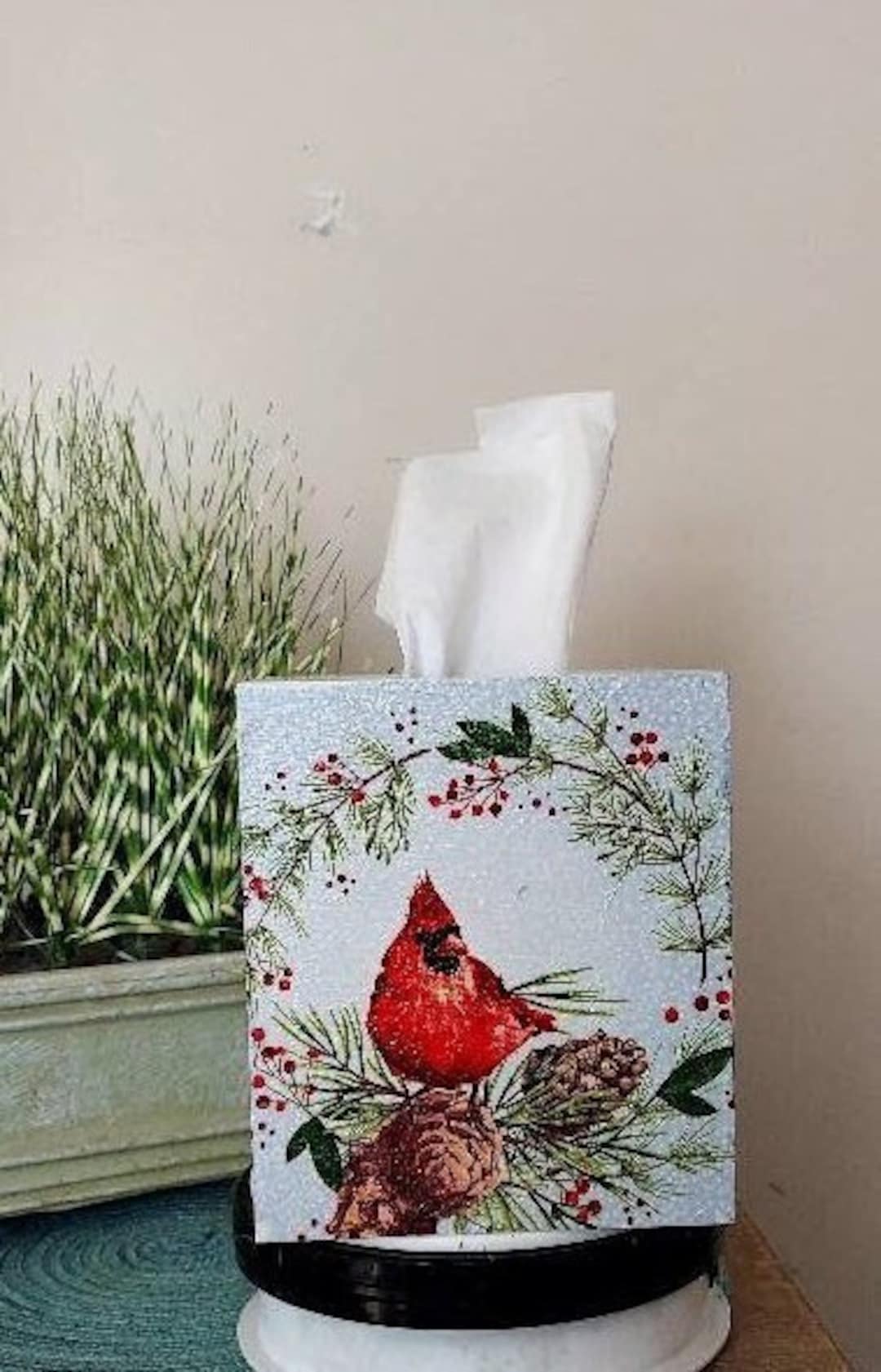 New Wood Tissue Box Cover, Tissue Box Cover, Cardinal Tissue Box Cover ...