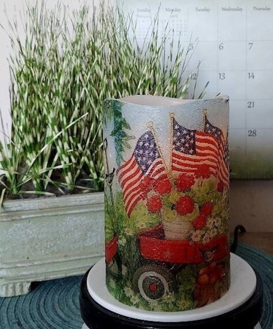 PATRIOTIC/USA Flameless Candle W/timer, Flameless Candle, 4th of July ...