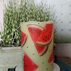 WATERMELON FLAMELESS CANDLE W/timer, Watermelon Candle, Watermelon ...