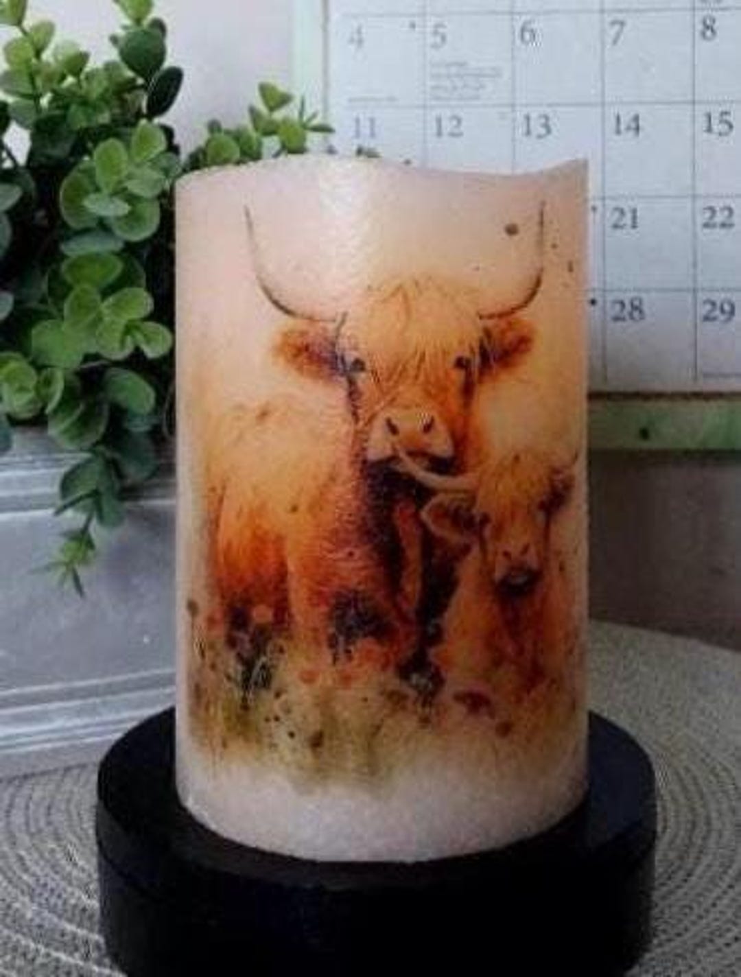 COW Flameless Candle W/timer, Cow Candle, Cow Decor, Cow Decoration ...