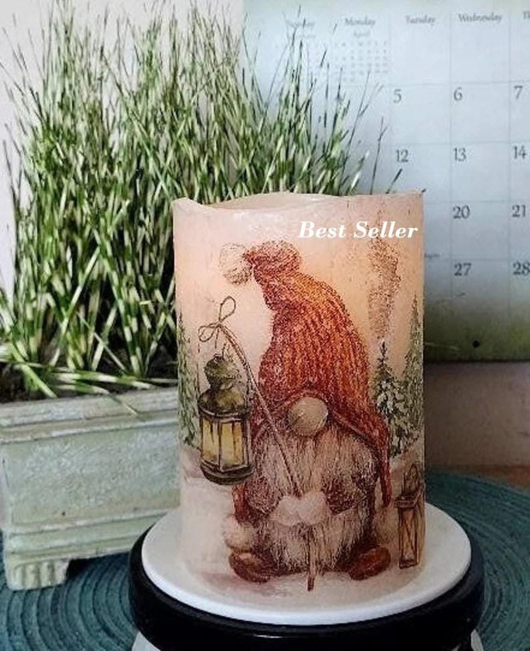 GNOME FLAMELESS CANDLE W/timer, Gnome Flameless Candle, Gnome Candle ...