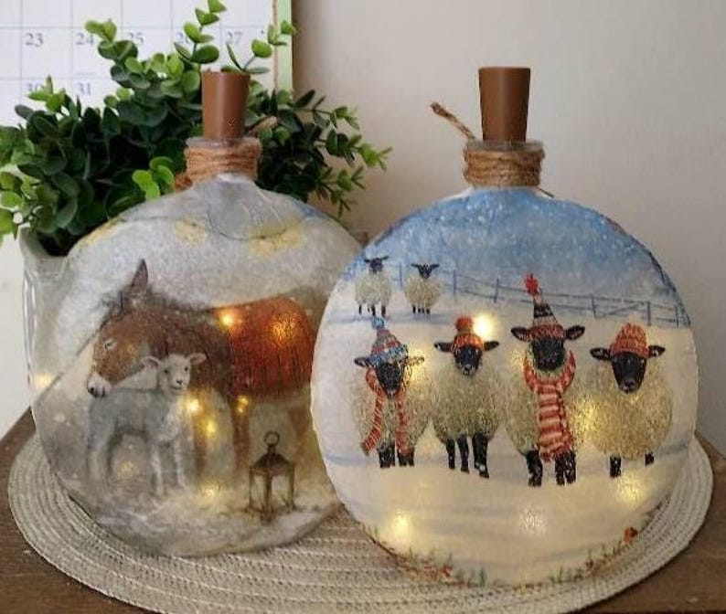 Decorative Donkey/sheep Bottle Light W/timer: Farmhouse Accent Decor - Etsy