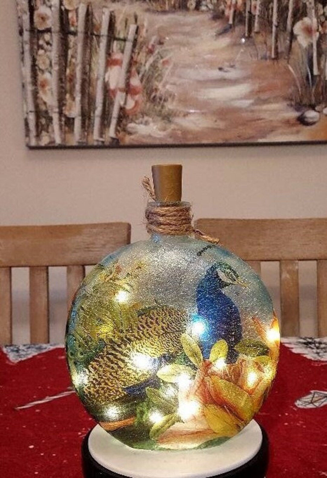 PEACOCK LIGHTED DECOR Peacock Lit up Bottle Peacock Gift - Etsy