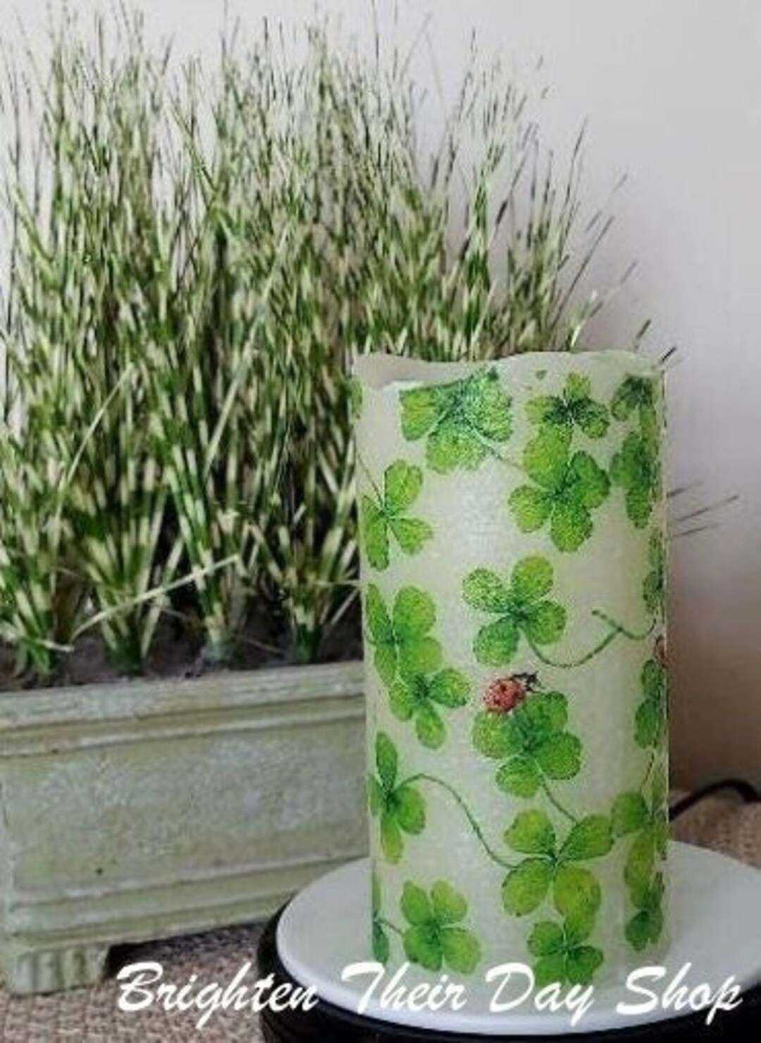 4 LEAF CLOVER Flameless Candle W/ Timer St Patrick Candle St - Etsy