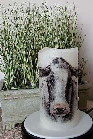 COW Flameless Candle W/timer Highland Cow Candle Cow Candle - Etsy