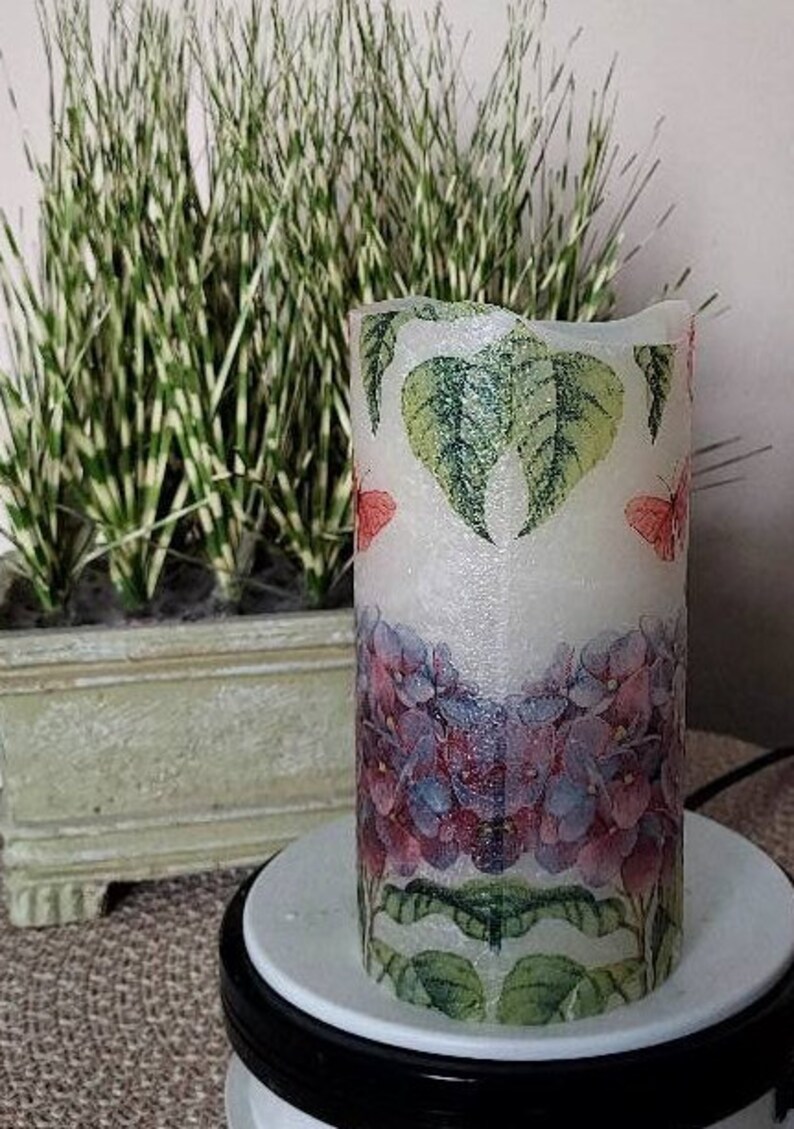 HYDRANGEA/FLORAL Flameless Candle W/timer Flameless Candle - Etsy