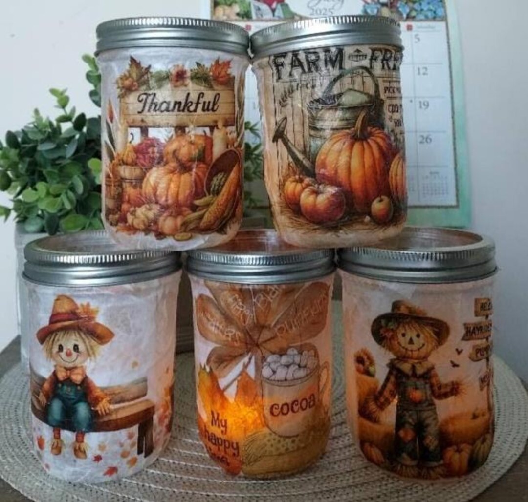 FALL Light Up, Fall Night Light, Fall Light Up, Fall Decoration, Mason ...