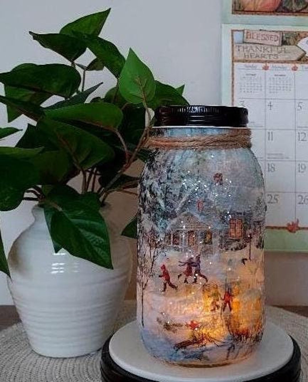 WINTER Decorative Jar Light, Winter Light, Winter Night Light, Winter ...