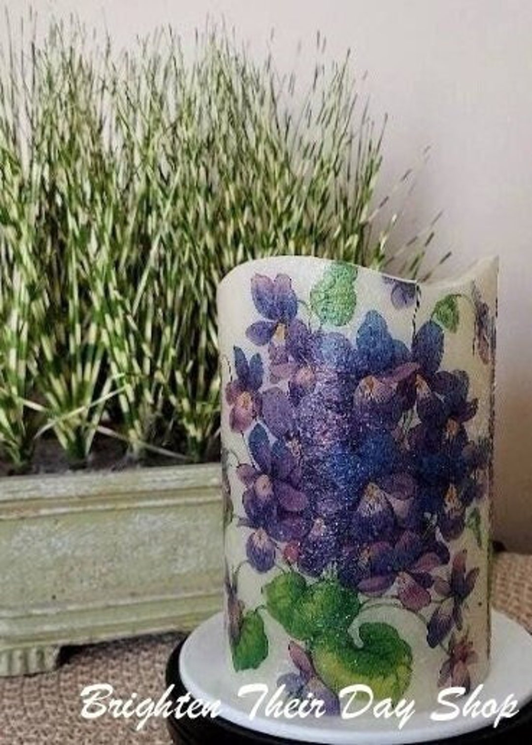 VIOLETS FLAMELESS CANDLE W/timer, Violets Flameless Candle, Violet ...