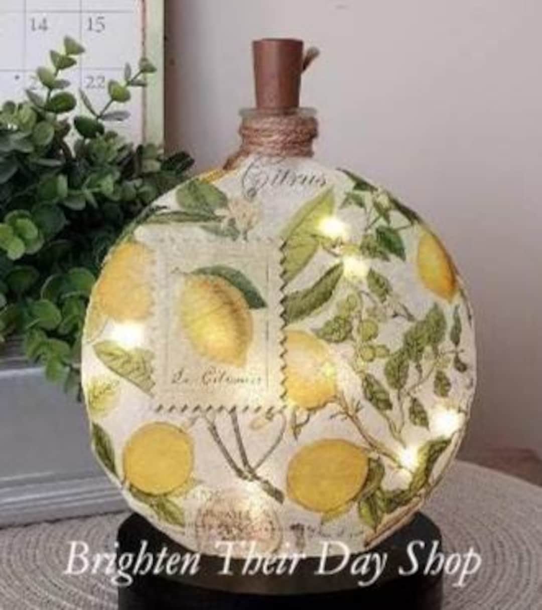 Lemon Bottle Light: Lemon Accent Decor - Etsy