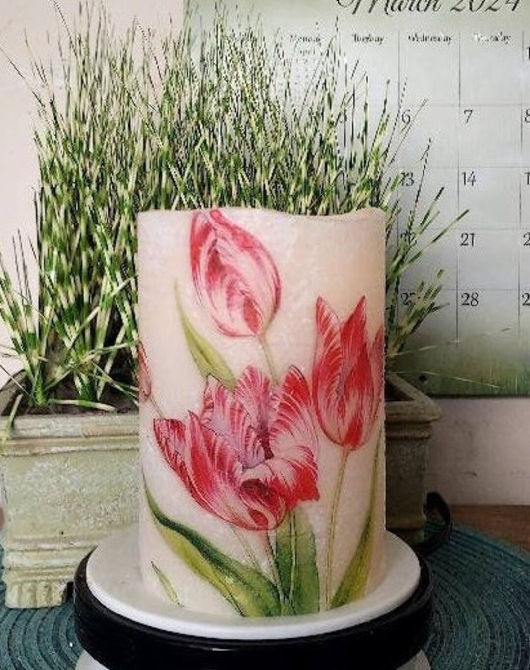 TULIP FLAMELESS CANDLE W/timer, Tulip Flameless Candle, Tulip Candle ...