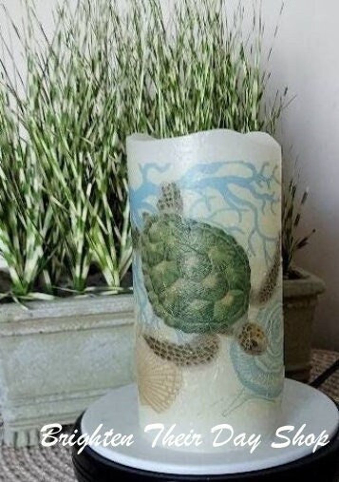 SEA TURTLE FLAMELESS Candle W/timer, Flameless Turtle Candle, Turtle ...
