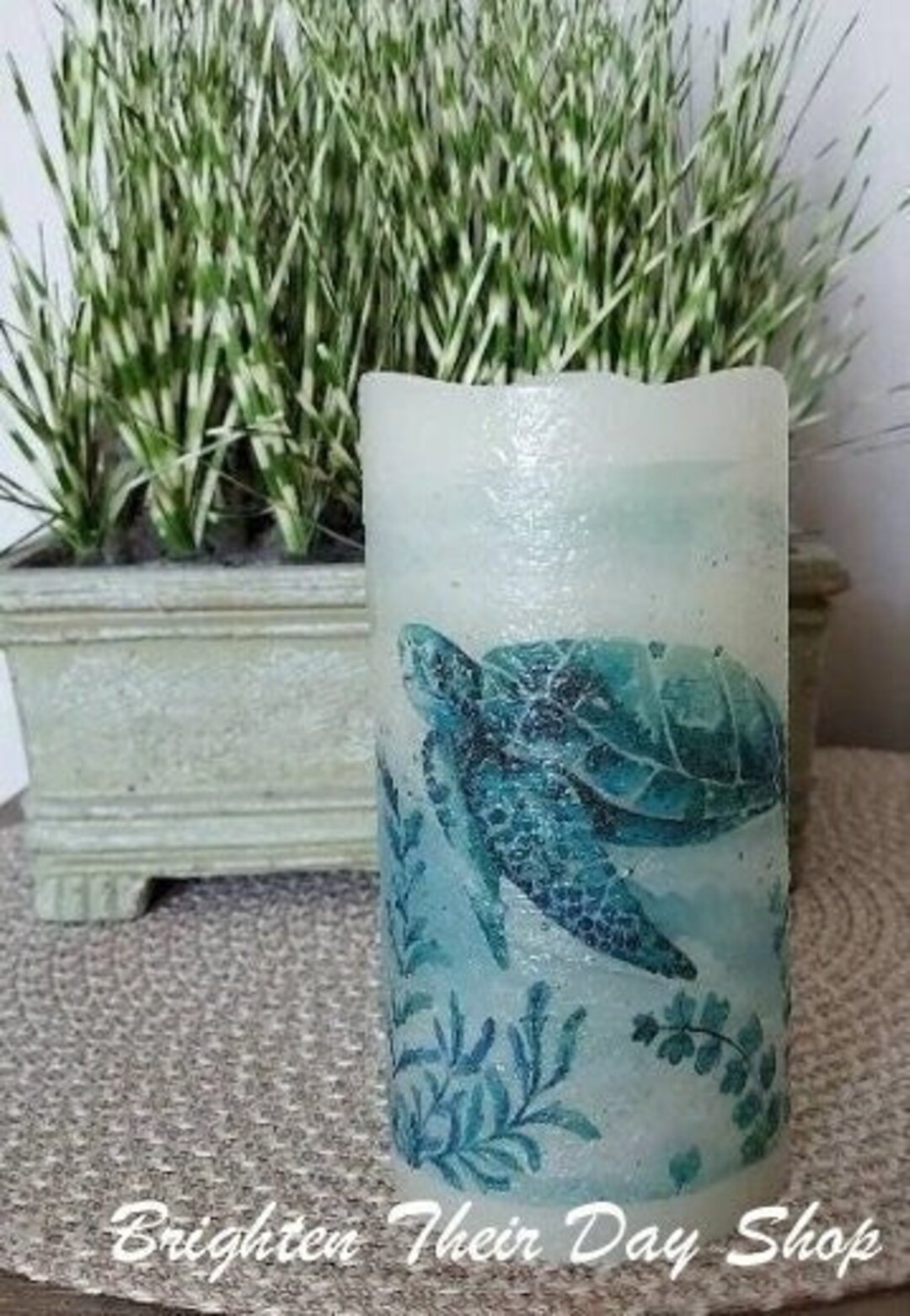 SEA TURTLE FLAMELESS Candle W/timer, Sea Turtle Candle, Sea Turtle Wax ...