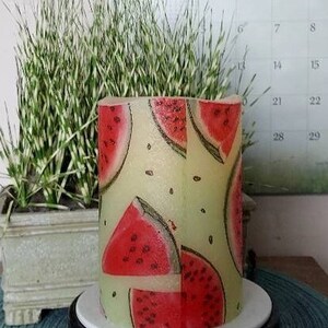 WATERMELON FLAMELESS CANDLE W/timer, Watermelon Candle, Watermelon ...