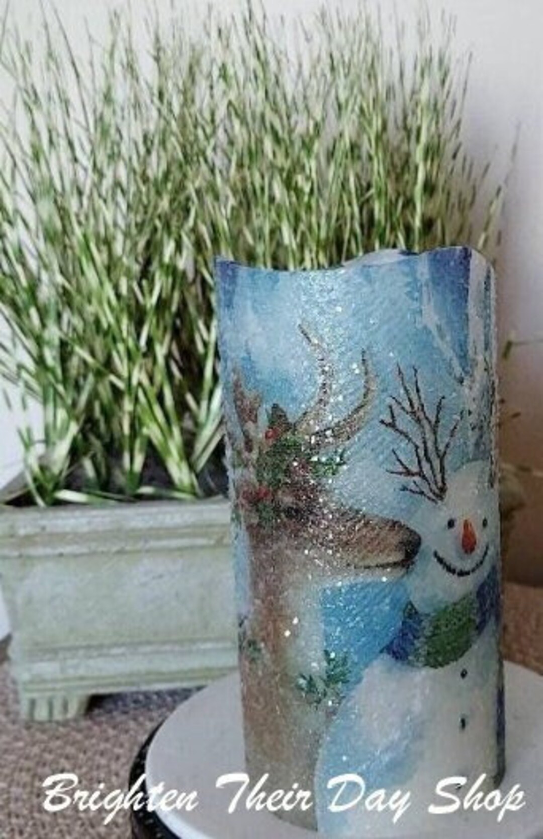 SNOWMAN FLAMELESS CANDLE W/timer, Snowman Candle, Flameless Candle ...