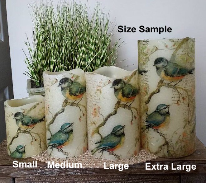 WINTER/BIRDS Flameless Candle W/timer Bird Flameless Candle - Etsy