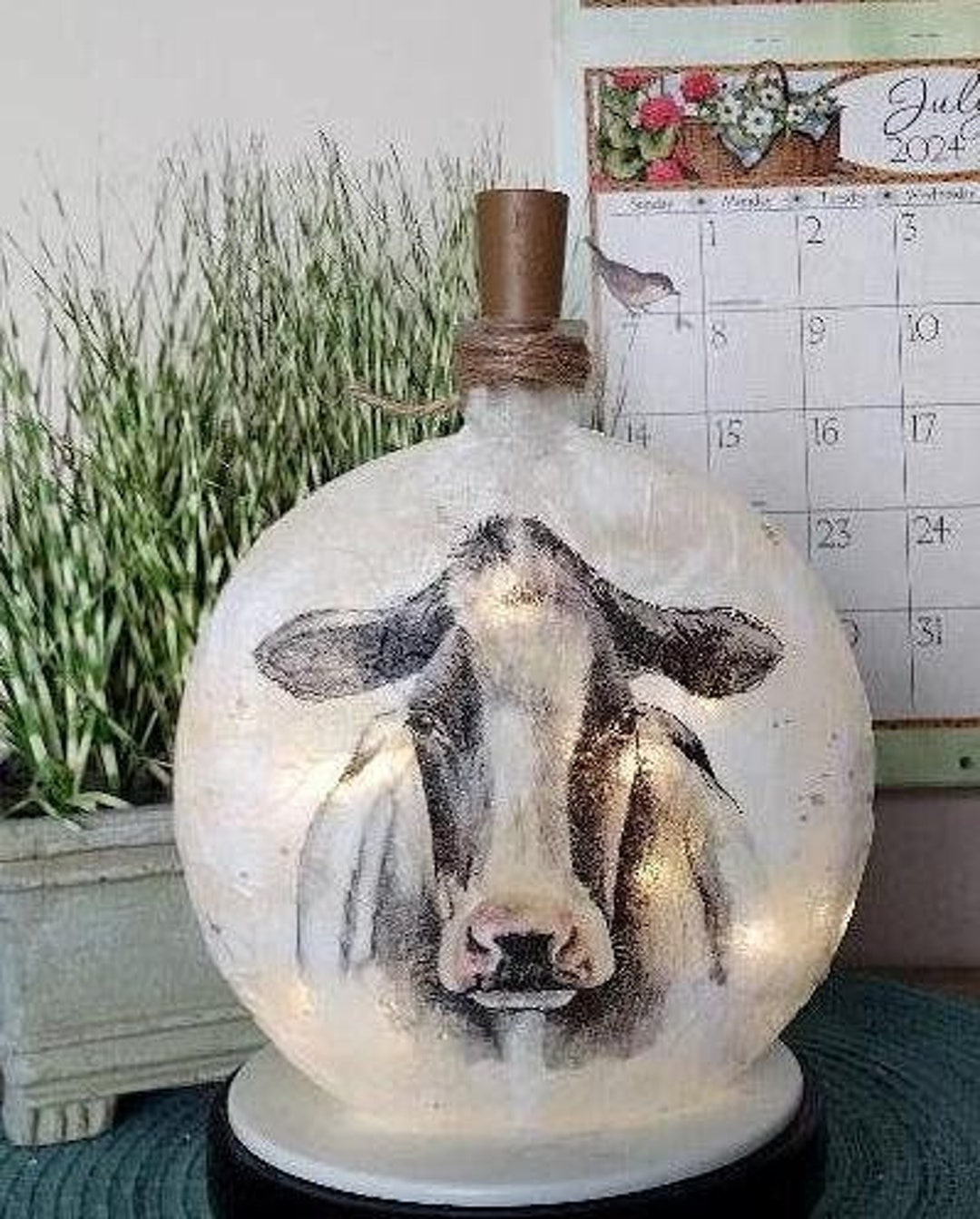COW Light-up Bottle, Cow Lit Bottle, Lighted Decor, Lighted Decoration ...