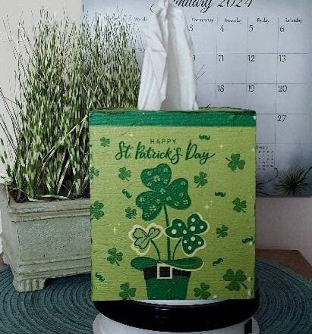 ST PATRICK'S DAY Tissue Box Cover, Tissue Box Cover, Clovers Tissue Box ...