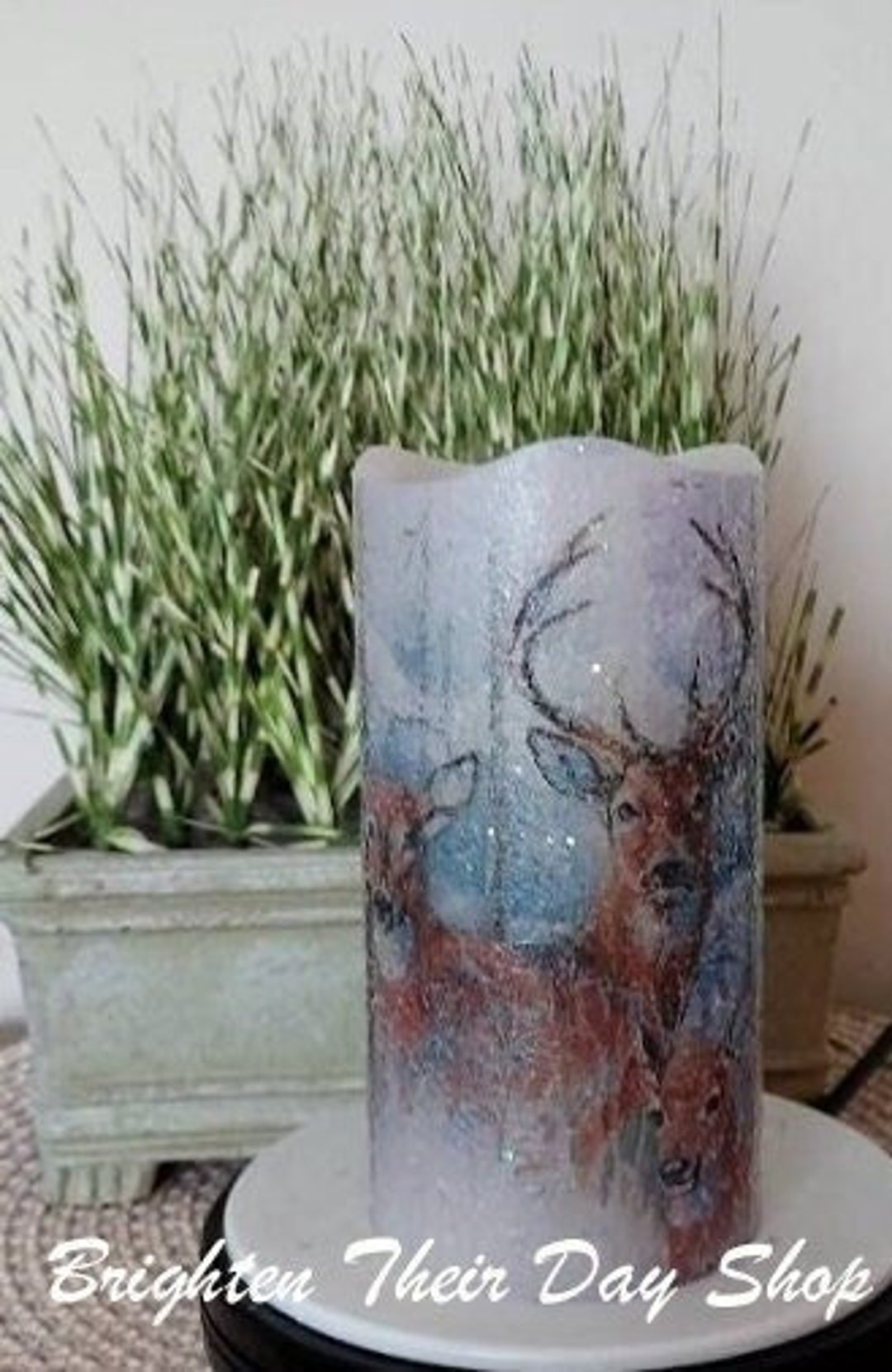 DEER Flameless Candle W/timer, Deer Flameless Candle, Deer Candle ...