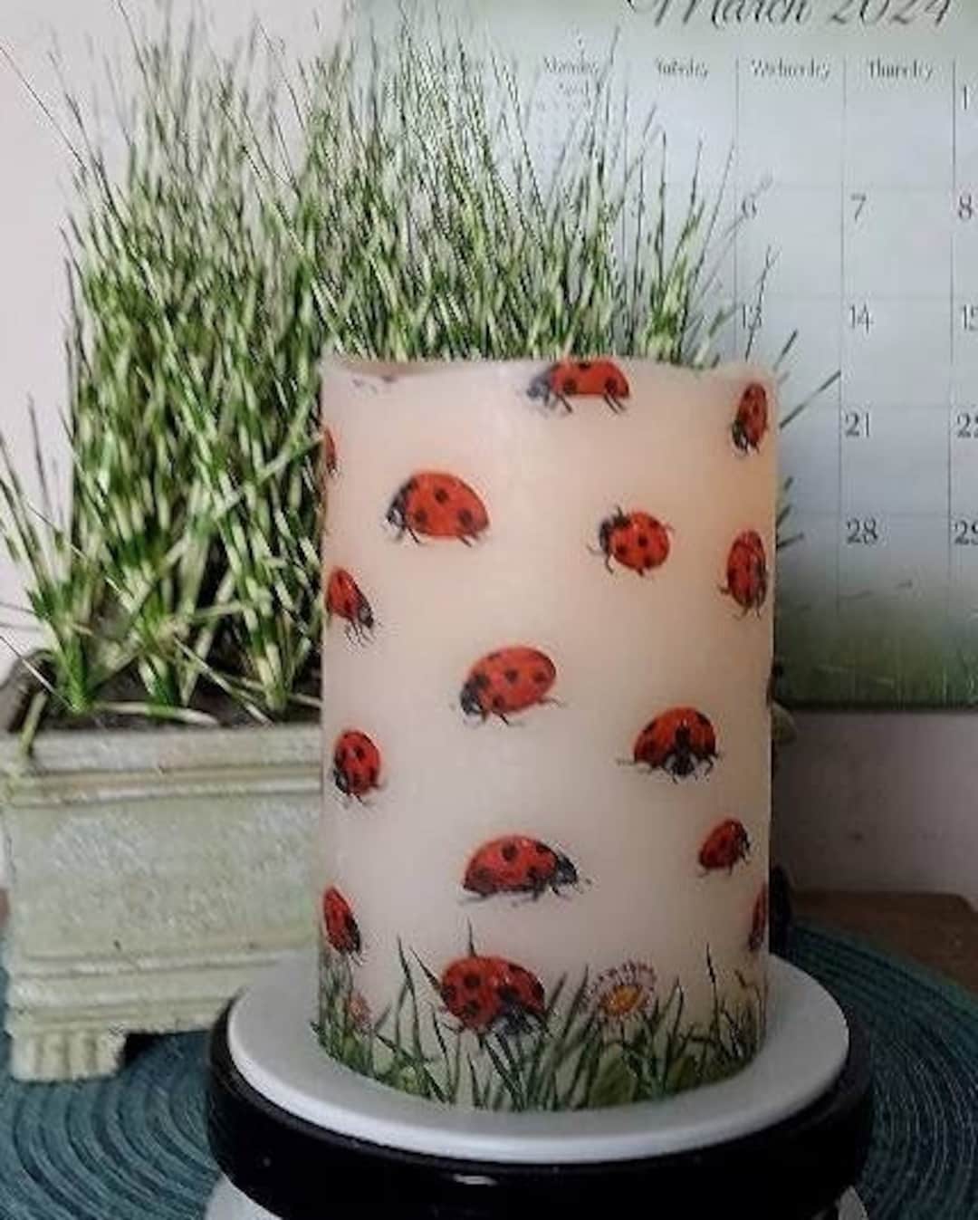 LADYBUG Flameless Candle W/timer, Ladybug Flameless Candle, Ladybug ...