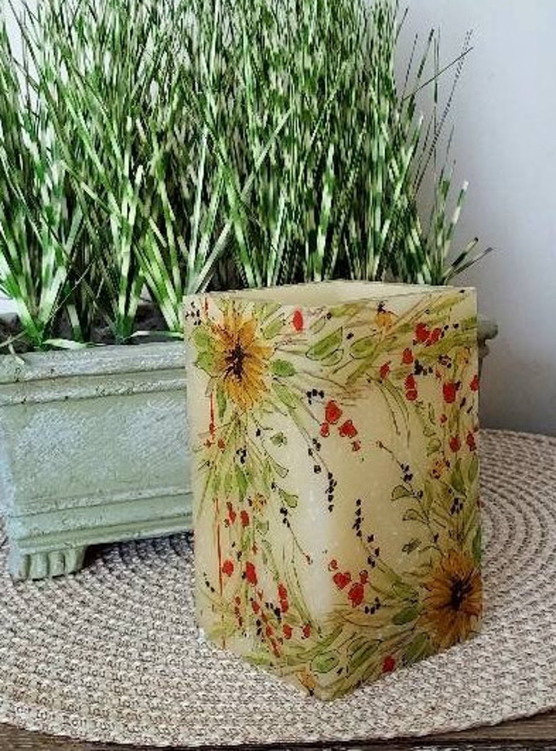 SUNFLOWER Square Flameless Candle Set W/remote Sunflower - Etsy