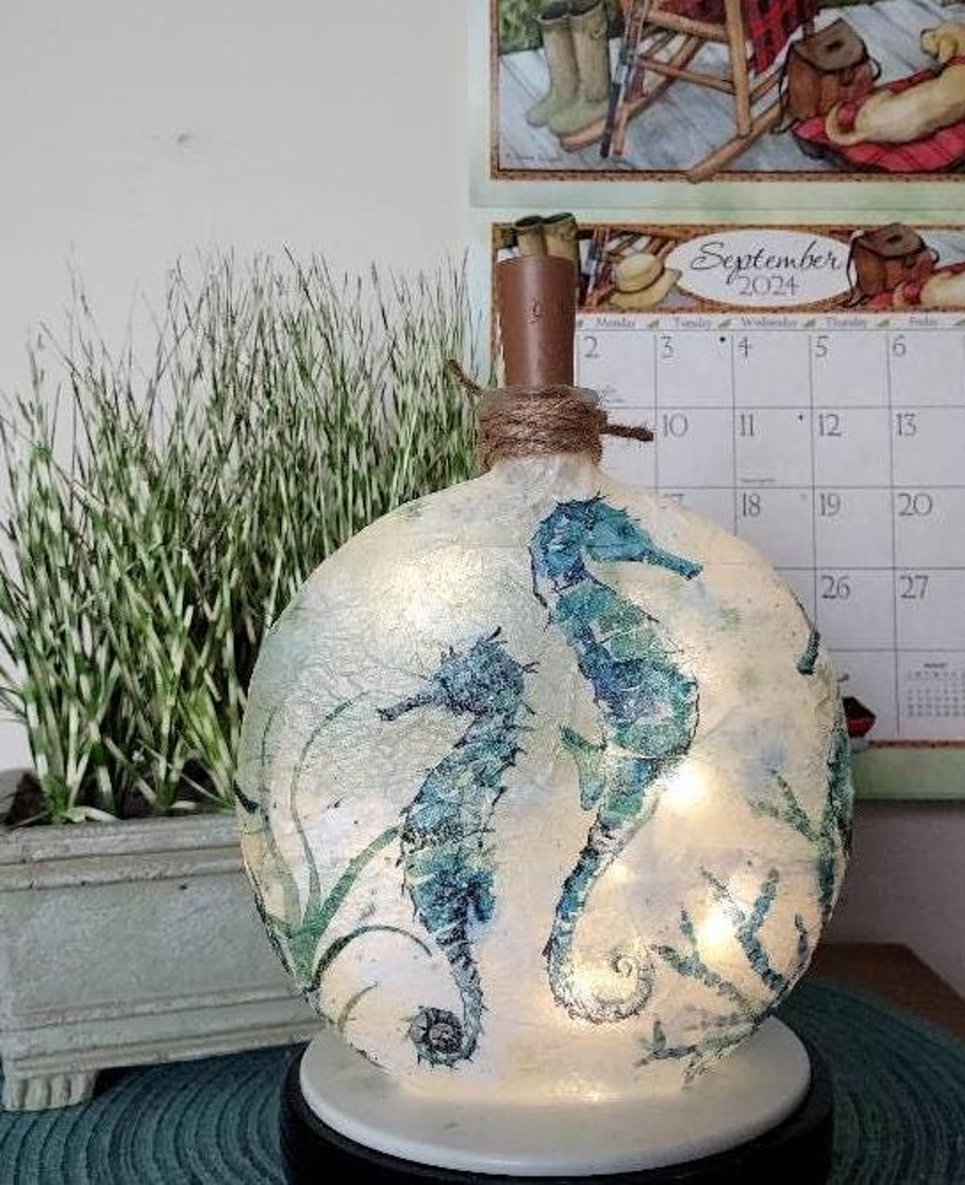 SEAHORSE Light-up Bottle, Seahorse Lit Bottle, Lighted Decoration ...