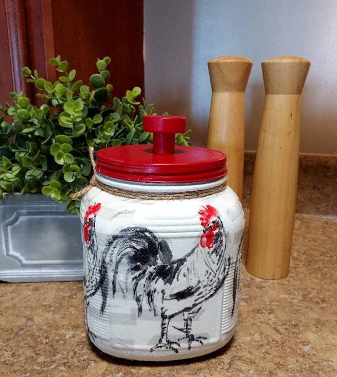 ROOSTER Cookie Jar Rooster Snack Jar Farmhouse Cookie Jar - Etsy