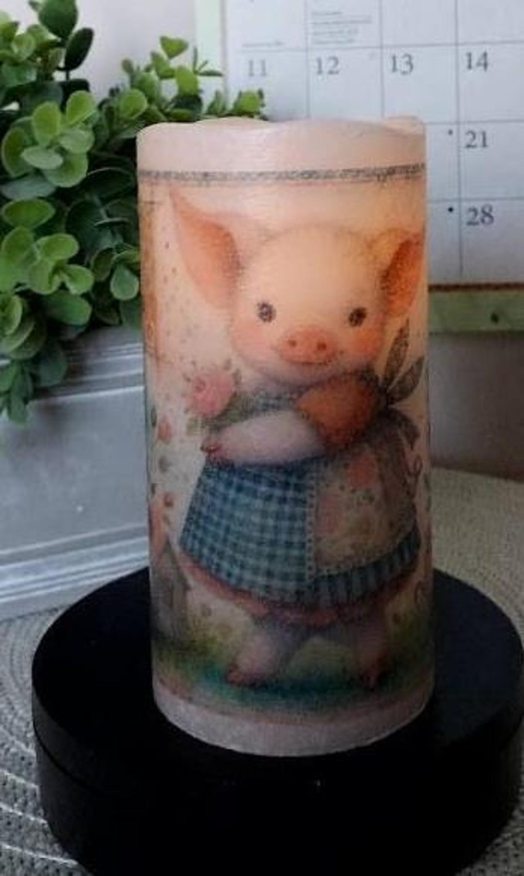 PIG Flameless Candle W/timer, Pig Flameless Candle, Pig Candle ...