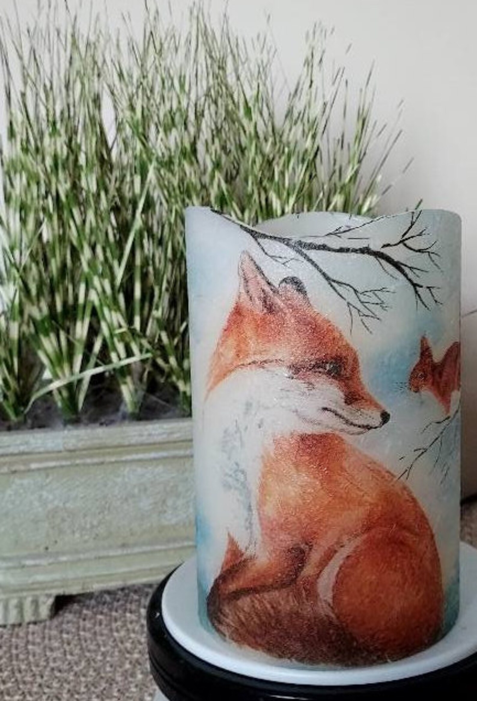 LARGE FOX Flameless Candle W/timer Fox Flameless Candle - Etsy