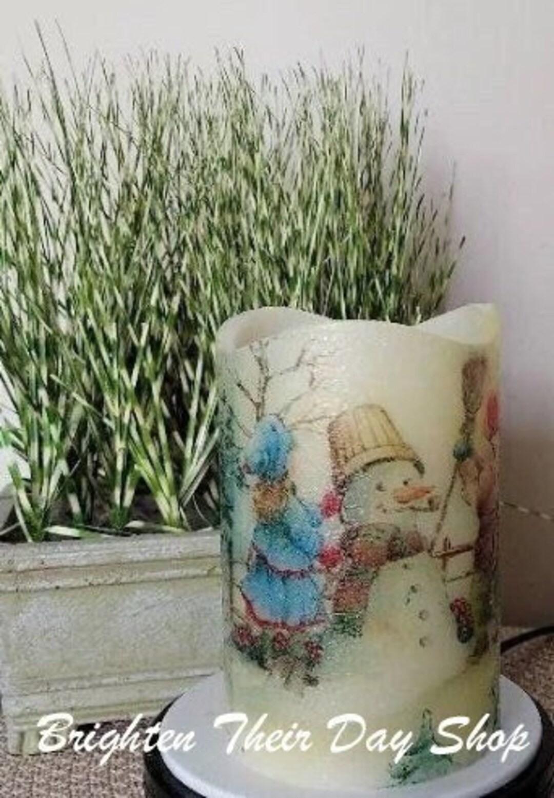 WINTER/SNOWMAN Flameless Candle W/timer, Snowman Flameless Candle ...