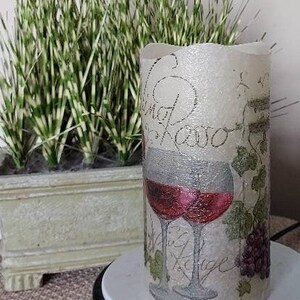 WINE BOTTLE/GLASSES Flameless Candle W/timer, Wine Flameless Candle ...