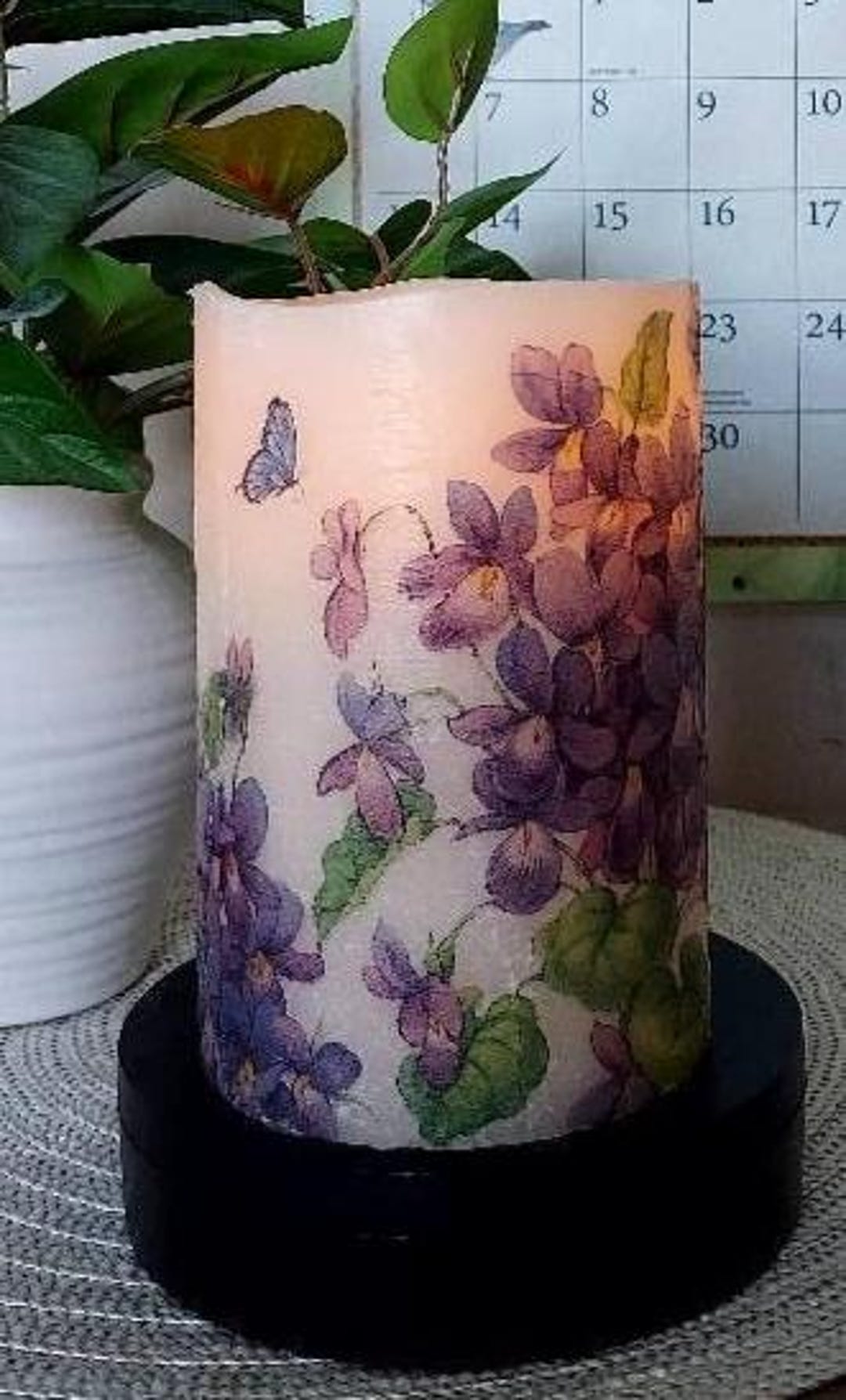 VIOLETS FLAMELESS CANDLE W/timer, Violets Decoration, Flameless Candle ...