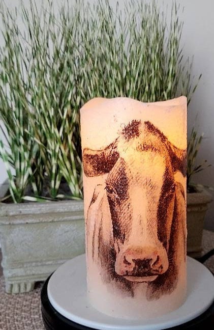 COW Flameless Candle W/timer Highland Cow Candle Cow Candle - Etsy