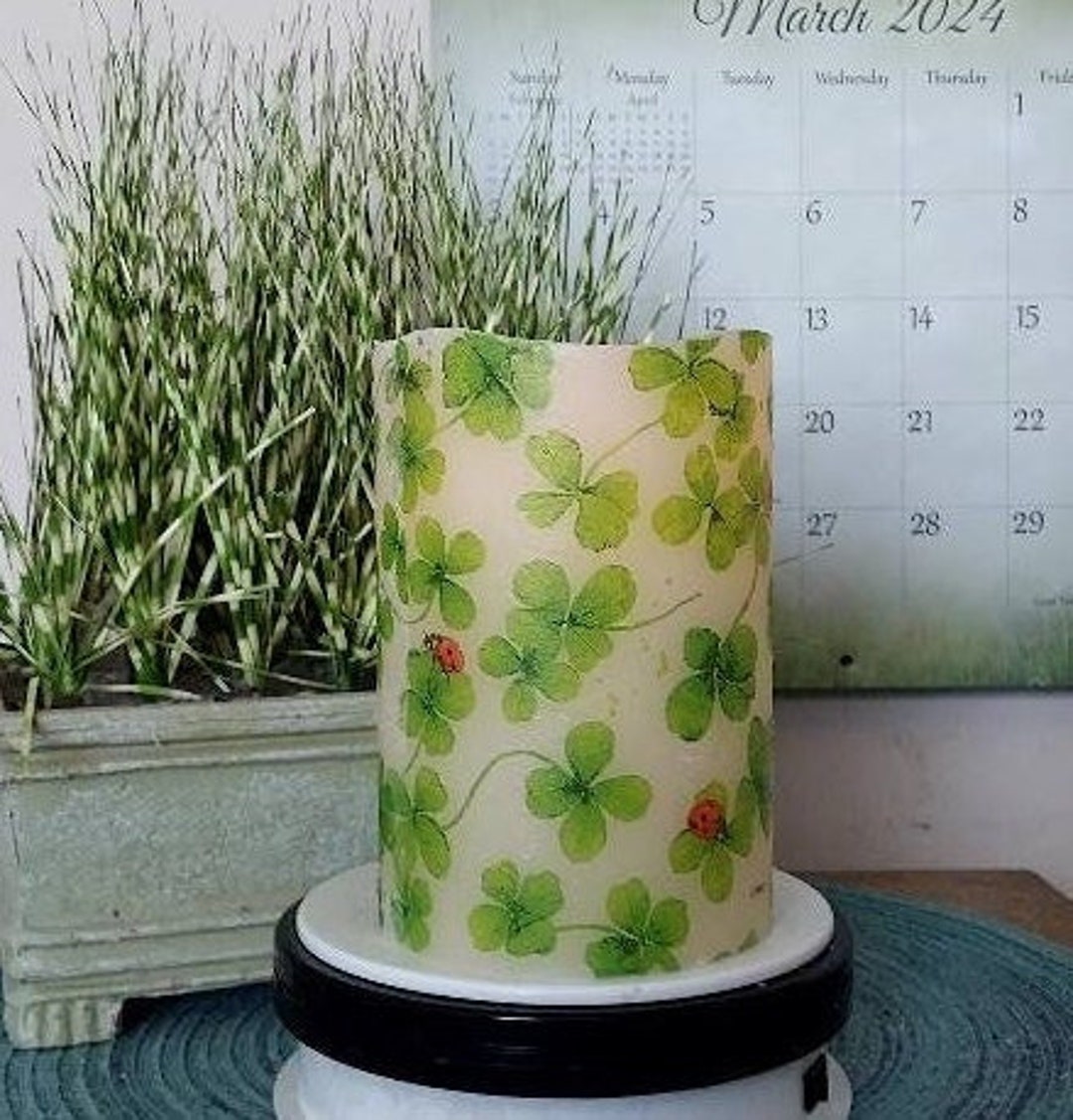 4 LEAF CLOVER Flameless Candle W/ Timer, St Patrick Candle, St Patrick ...