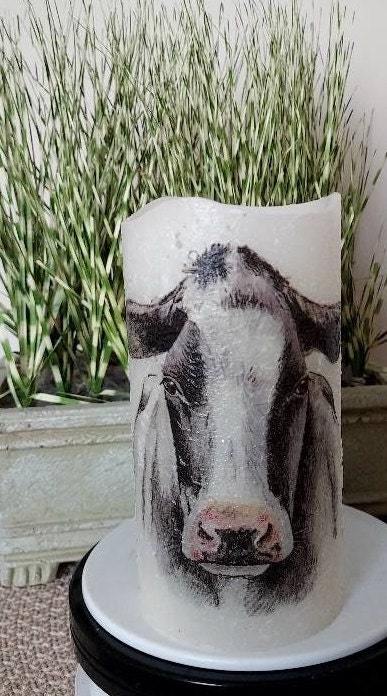 COW Flameless Candle W/timer Highland Cow Candle Cow Candle - Etsy