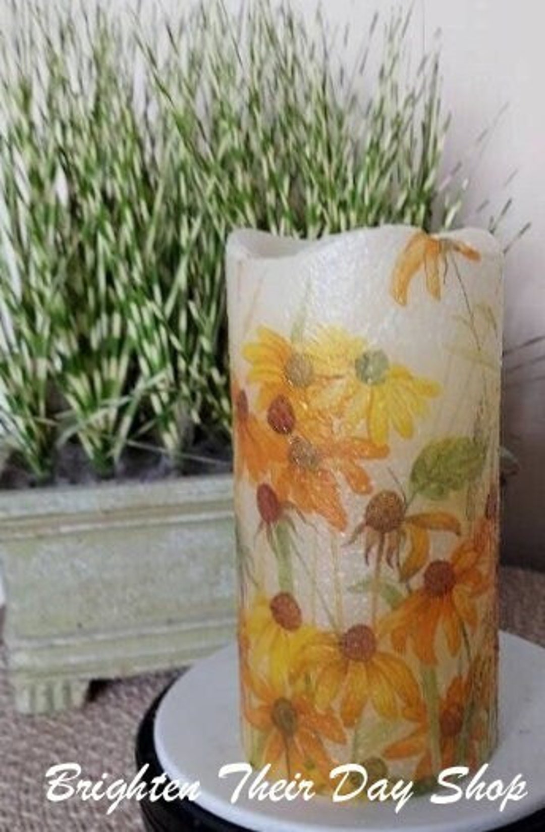 CONEFLOWER Flameless Candle W/timer Coneflower Candle - Etsy