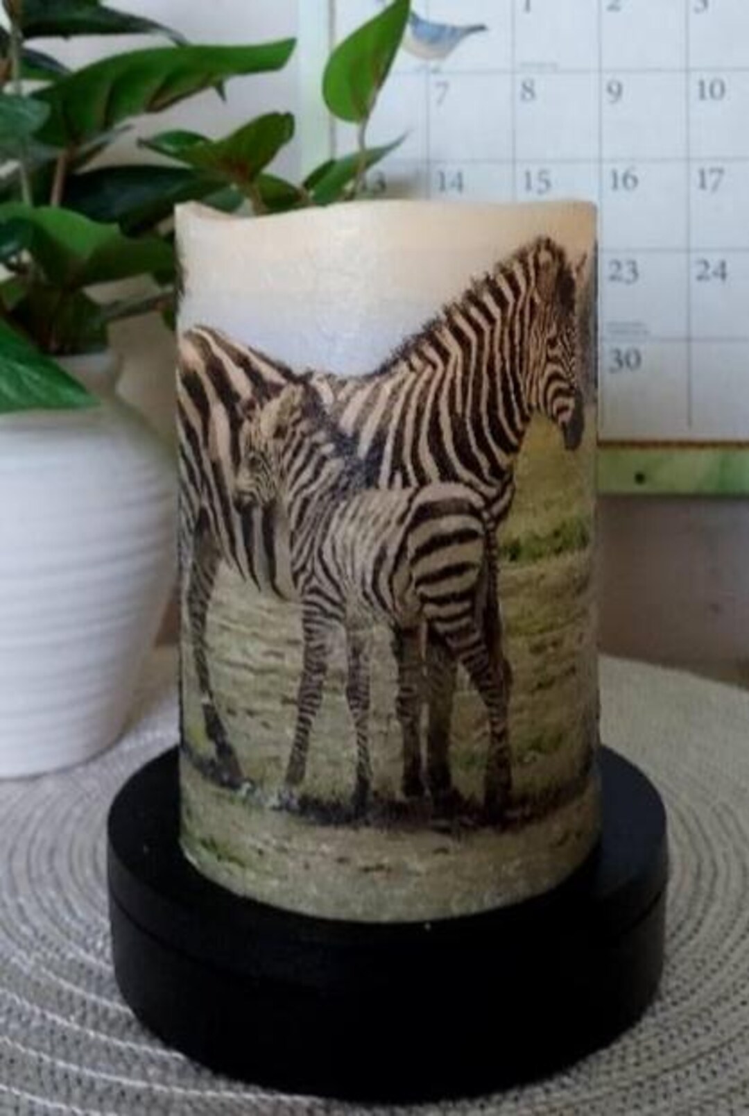 ZEBRA Flameless Candle W/timer, Zebra Candle, Zebra Gift, Zebra Lover ...
