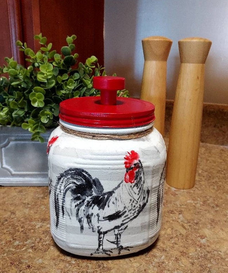 ROOSTER Cookie Jar Rooster Snack Jar Farmhouse Cookie Jar - Etsy