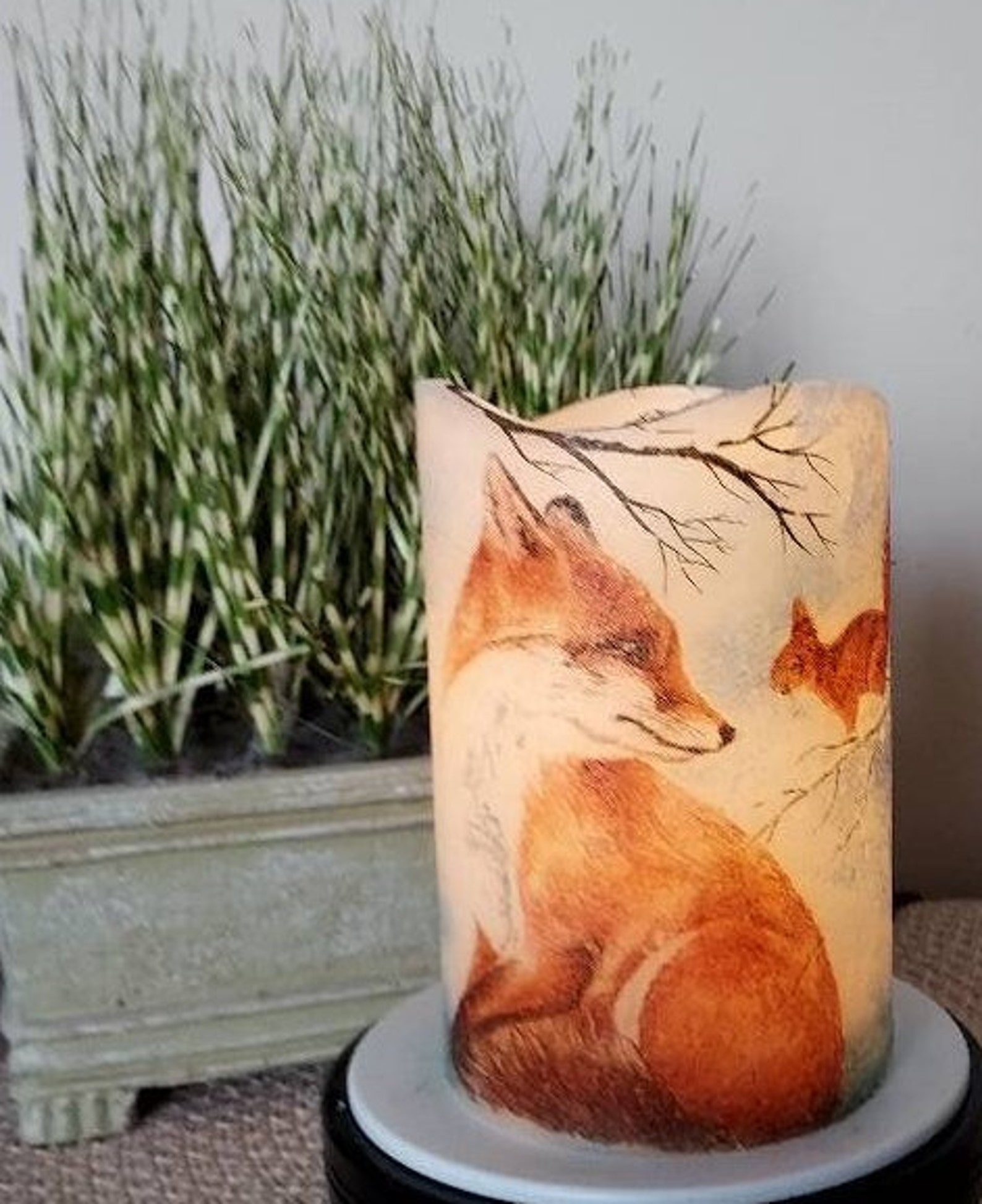 LARGE FOX Flameless Candle W/timer Fox Flameless Candle - Etsy