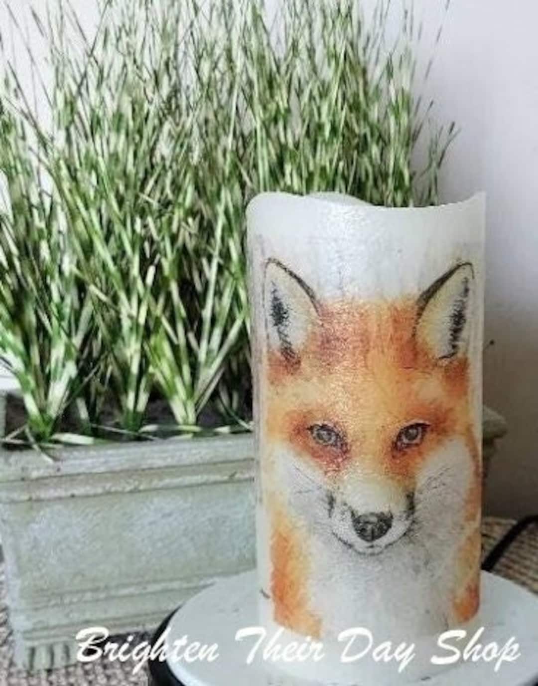 FOX FLAMELESS CANDLE W/timer, Fox Candle, Fox Lover Gift, Fox Candle ...