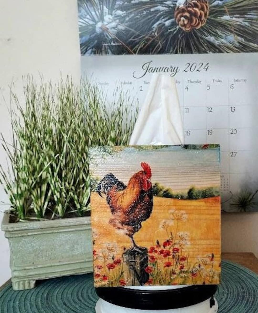 ROOSTER Tissue Box Cover, Tissue Box Cover, Rooster Lover Gift, Rooster ...