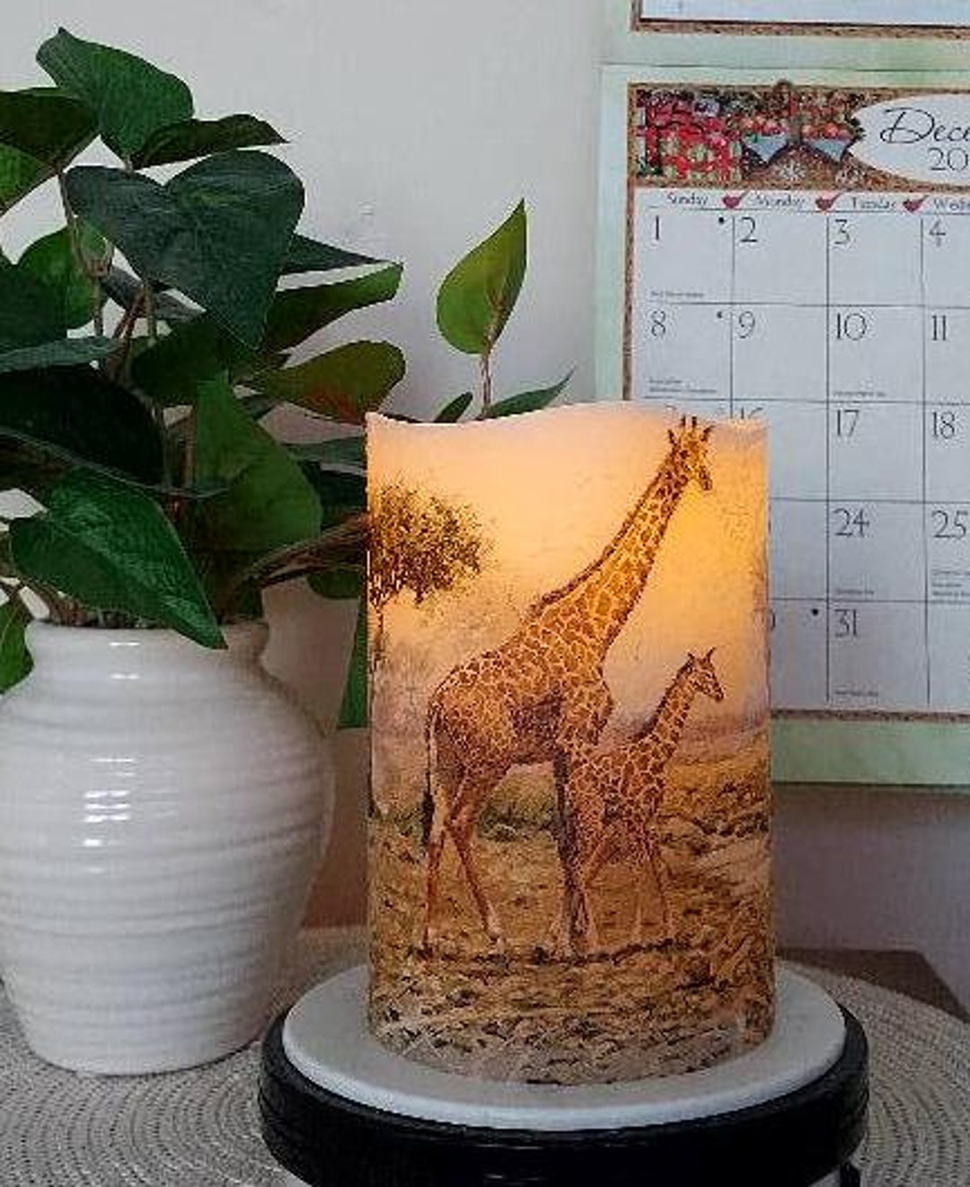 GIRAFFE Flameless Candle W/timer, Giraffe Candle, Giraffe Gift, Giraffe ...