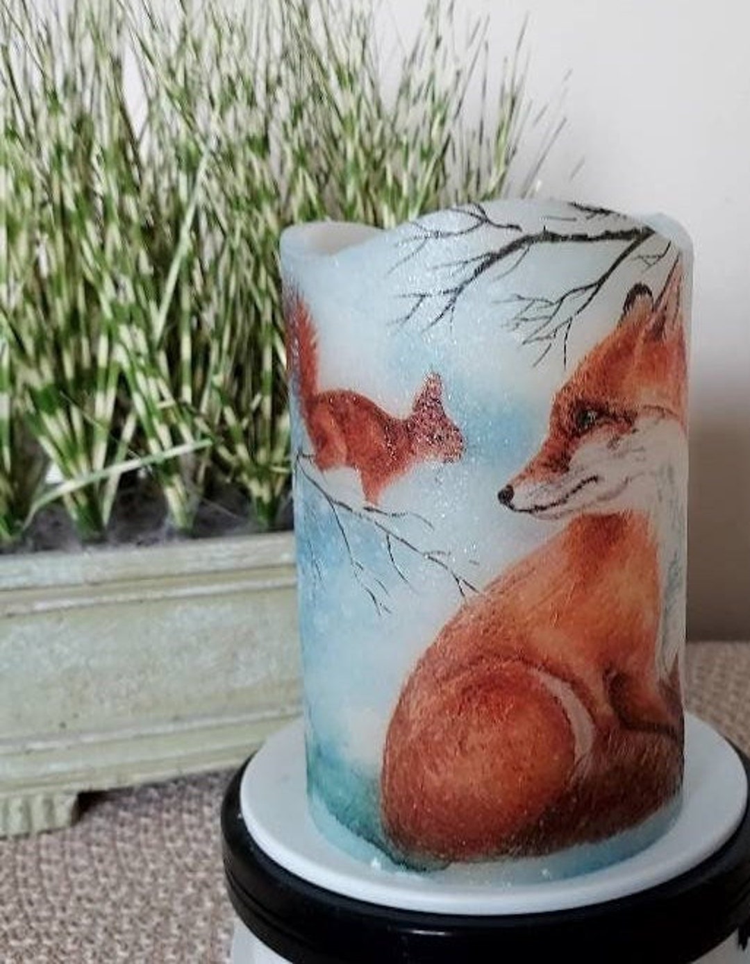 LARGE FOX Flameless Candle W/timer Fox Flameless Candle - Etsy