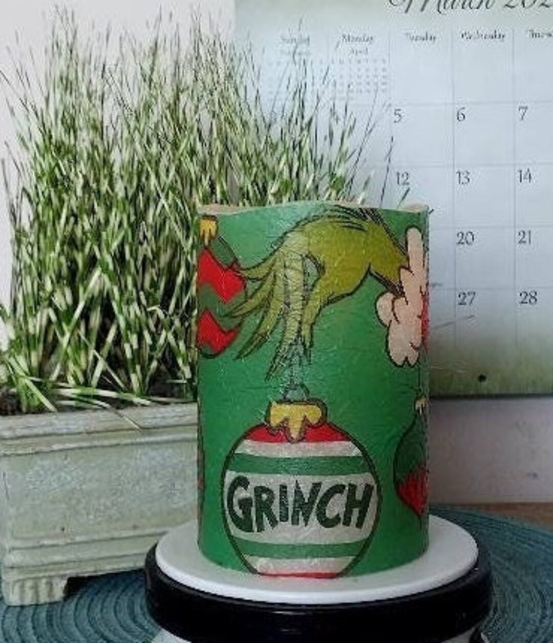 GRINCH Flameless Candle W/timer, Christmas Flameless Candle, Christmas ...