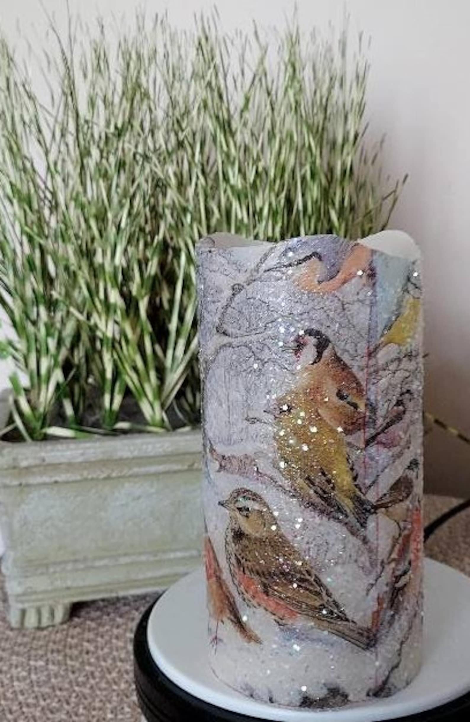 WINTER/BIRDS Flameless Candle W/timer Bird Flameless Candle - Etsy