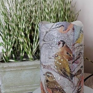 WINTER/BIRDS Flameless Candle W/timer, Bird Flameless Candle, Winter ...